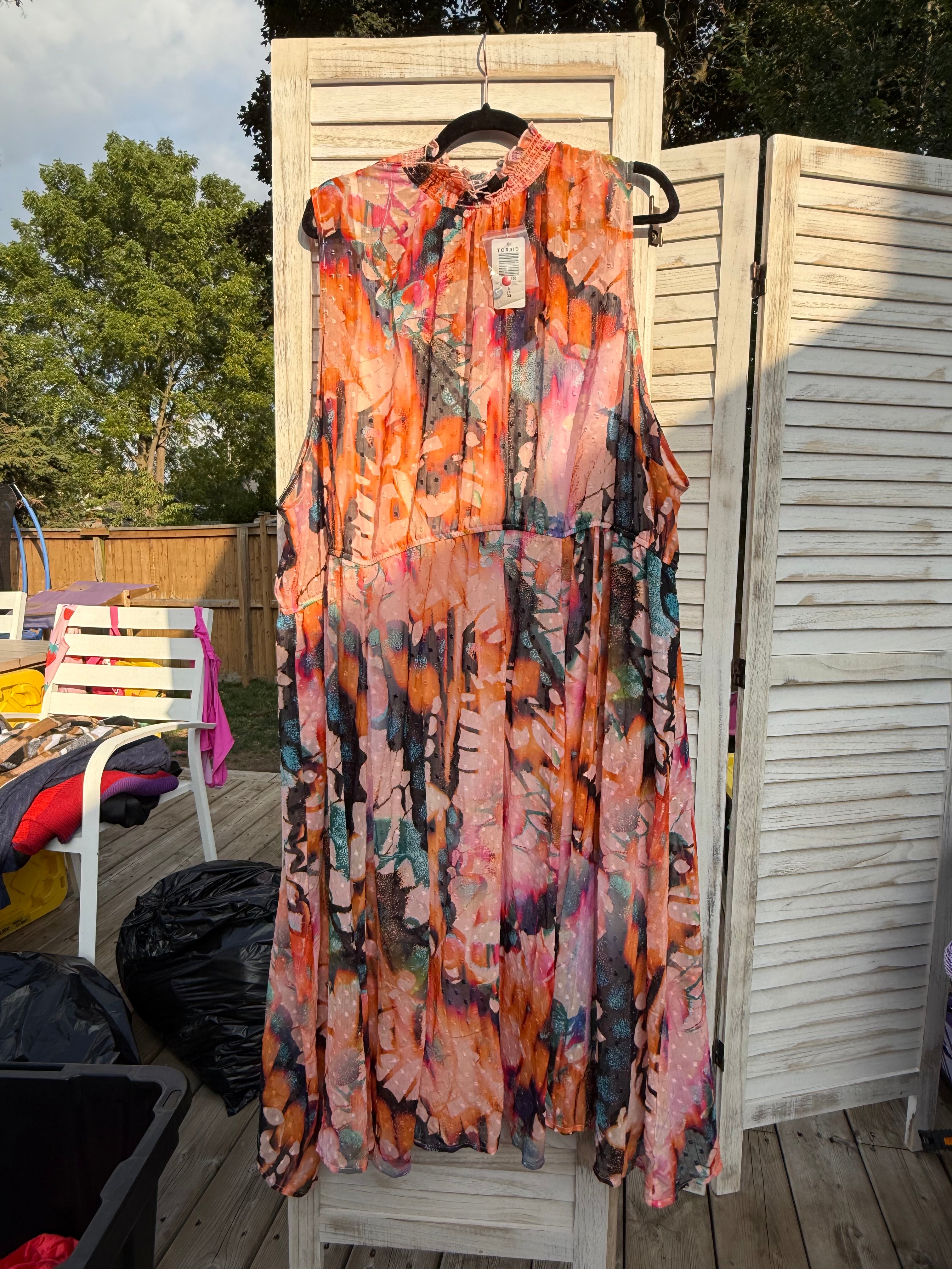 Torrid Orange Print Dress – Mustang Sally Two’s Closet